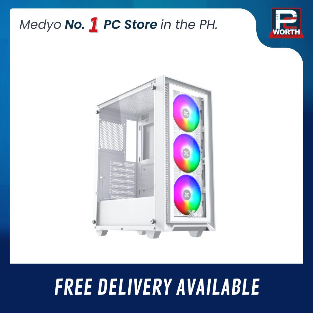 XIGMATEK SKY II TG ARCTIC W 3 PCS RGB FAN WHITE ATX CASE | PC Worth