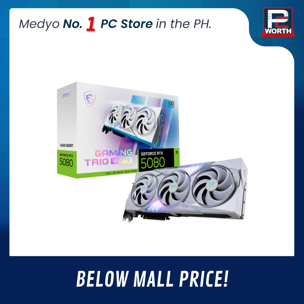 GEFORCE RTX 5080 MSI GAMING TRIO OC 16GB GDDR7 WHITE TRIPLE FAN | PC Worth